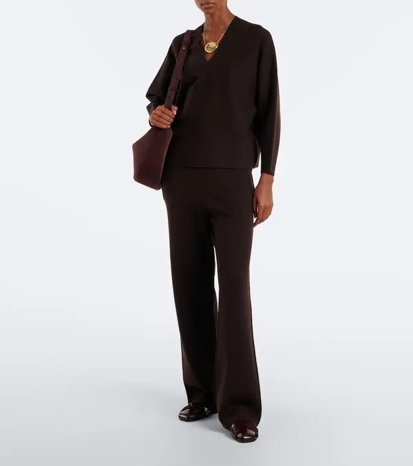 Max Mara Knitted Wool-blend Wide-leg Pants