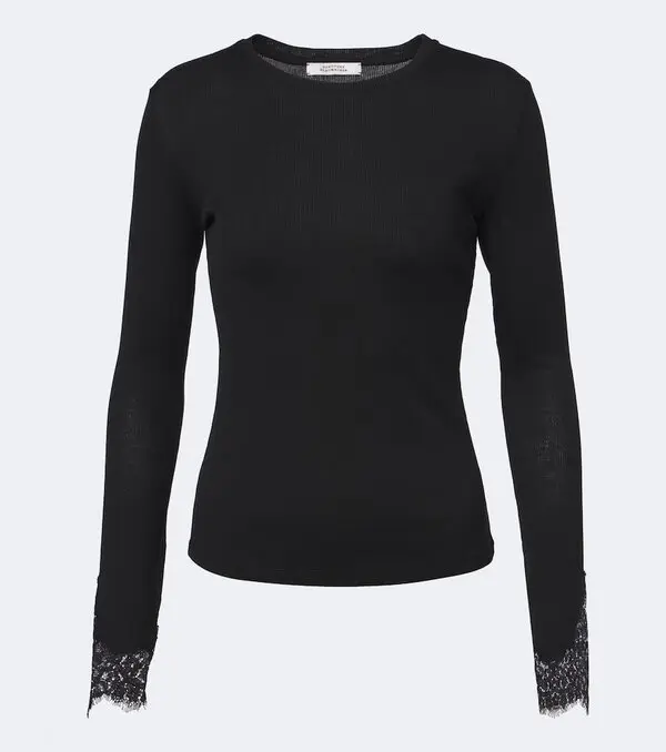 Dorothee Schumacher Pure Sleekness Lace-trimmed Cotton Top - Black