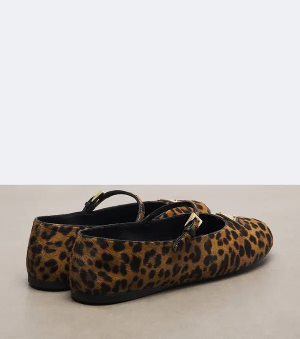 Prada Leopard-print Calf Hair Mary Jane Flats - Brown