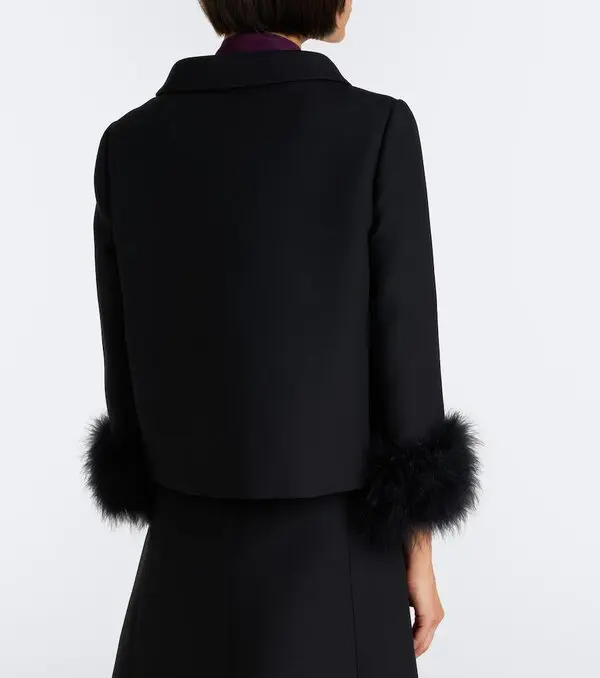 Valentino Garavani Crepe Couture Feather-trimmed Jacket