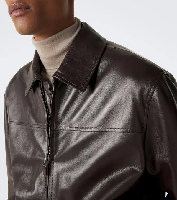 Canali Leather Blouson Jacket