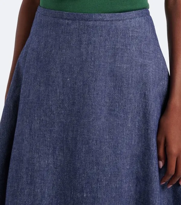 Carolina Herrera Linen, Wool, And Silk-blend Midi Skirt