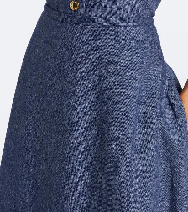 Carolina Herrera Linen, Wool, And Silk-blend Midi Skirt
