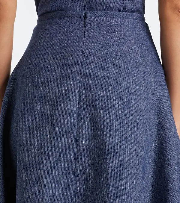 Carolina Herrera Linen, Wool, And Silk-blend Midi Skirt