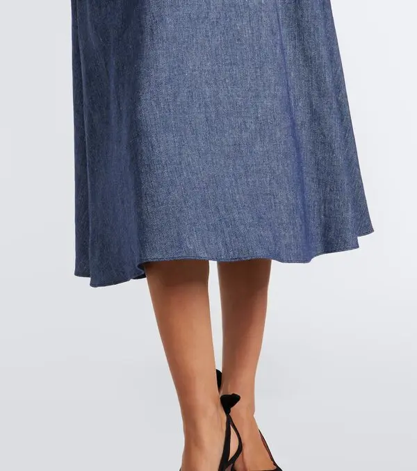 Carolina Herrera Linen, Wool, And Silk-blend Midi Skirt
