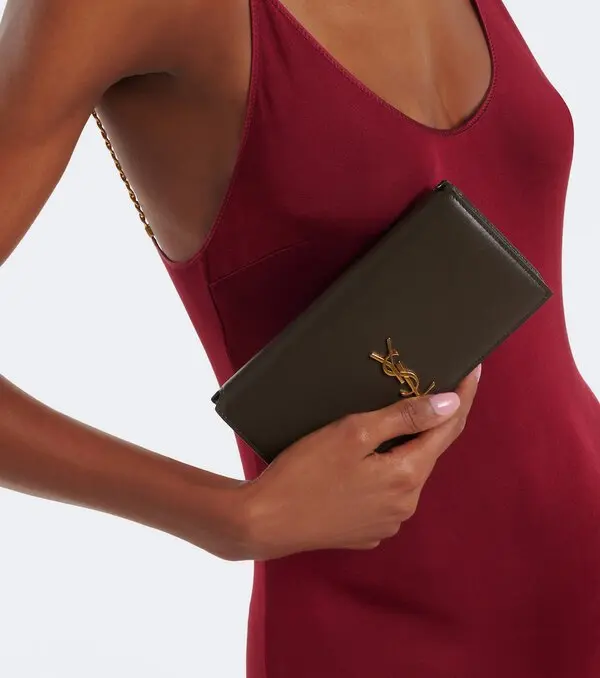 Saint Laurent Cassandre Leather Phone Pouch