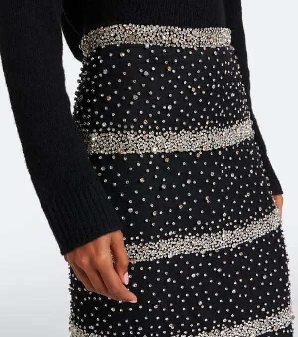Costarellos Marice Crystal-embellished Midi Skirt