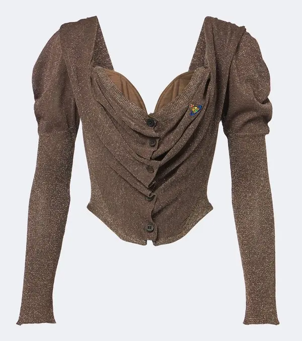 VIVIENNE WESTWOOD Bea Knitted Lame Corset Top - Green