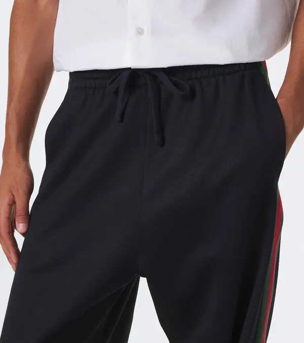 Gucci Web Stripe Silk And Cotton Wide-leg Pants