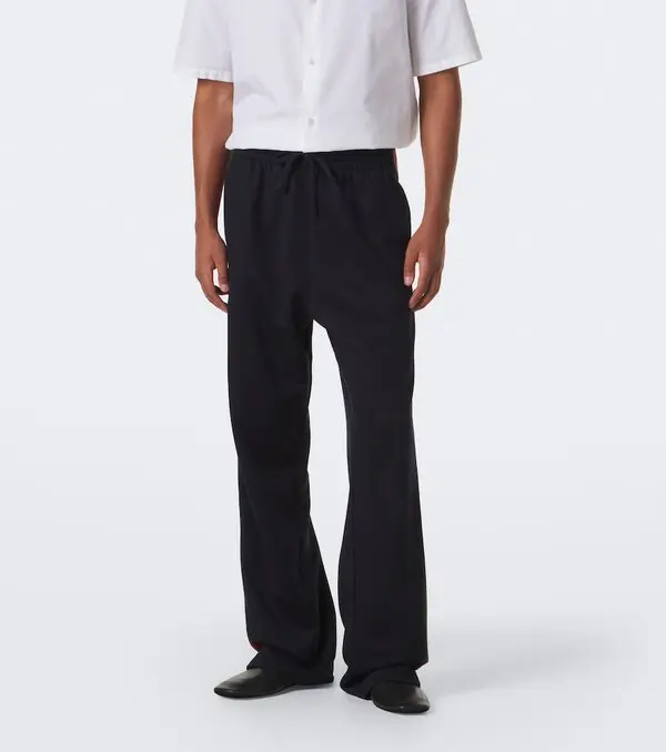 Gucci Web Stripe Silk And Cotton Wide-leg Pants