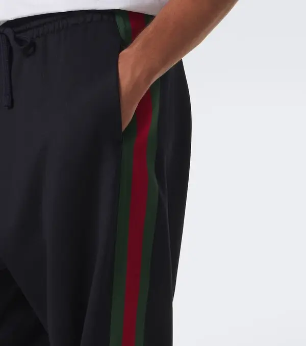Gucci Web Stripe Silk And Cotton Wide-leg Pants