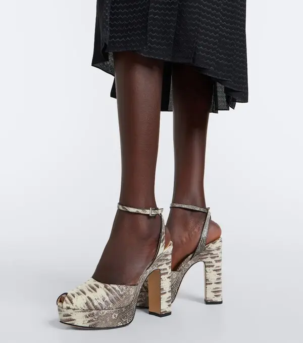 Fendi After 9 Snake-effect Leather Platform Sandals