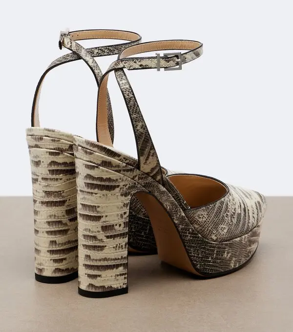 Fendi Snake-effect Leather Platform Sandals
