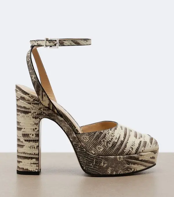 Fendi Snake-effect Leather Platform Sandals