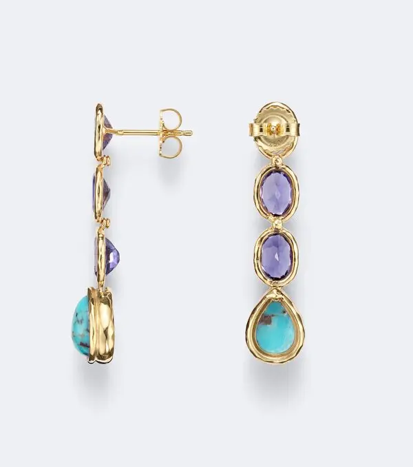 OCTAVIA ELIZABETH 18kt Yellow Iolite And Turquoise Drop Earrings