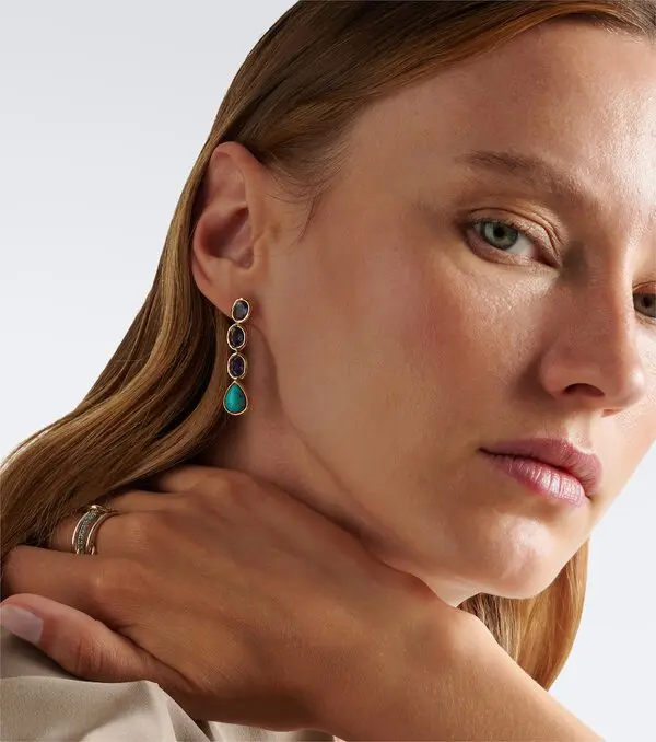 OCTAVIA ELIZABETH 18kt Yellow Iolite And Turquoise Drop Earrings