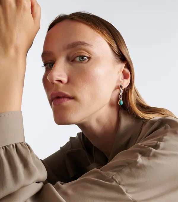 OCTAVIA ELIZABETH 18kt Yellow Iolite And Turquoise Drop Earrings