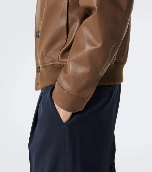 SLOWEAR Leather Bomber Jacket