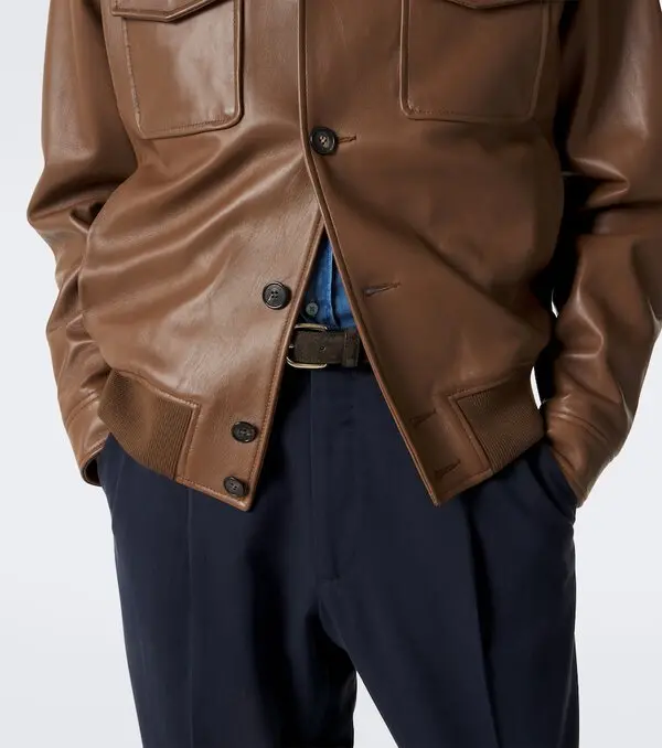 SLOWEAR Leather Bomber Jacket