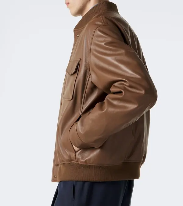 SLOWEAR Leather Bomber Jacket