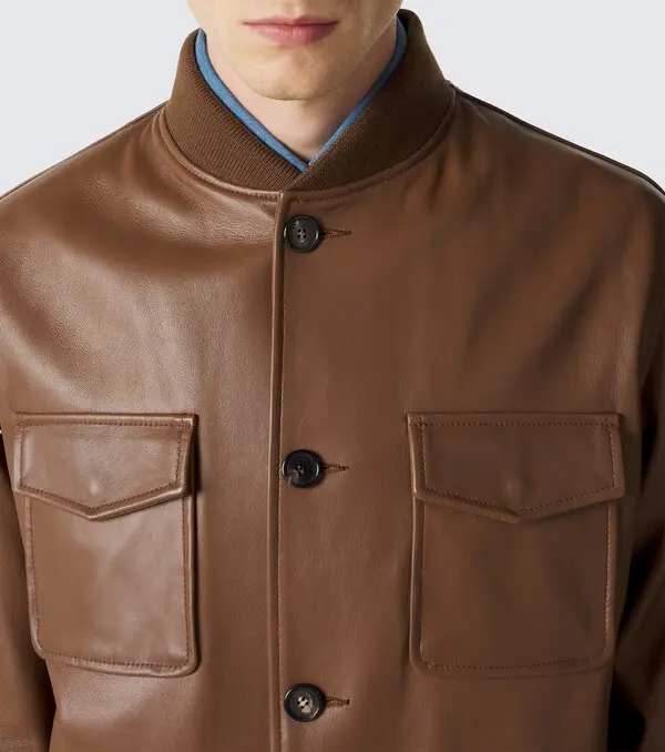 SLOWEAR Leather Bomber Jacket