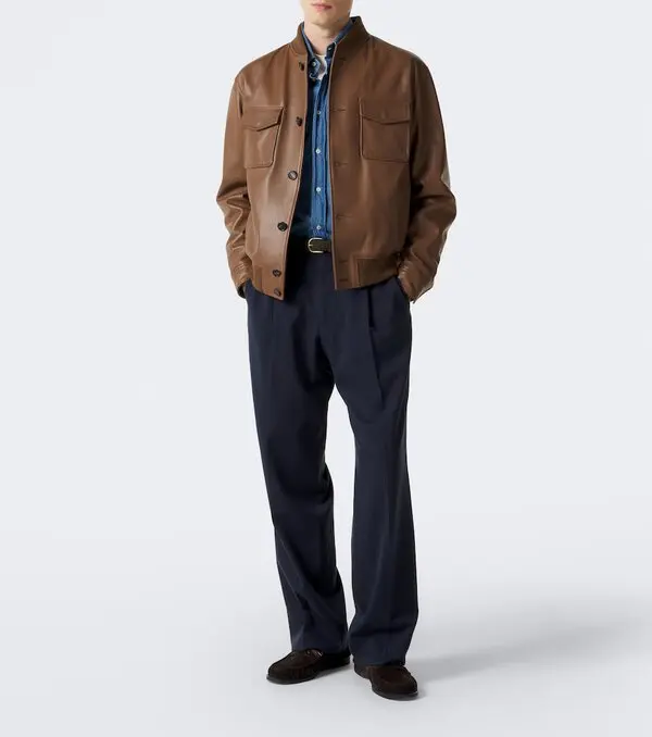 SLOWEAR Leather Bomber Jacket