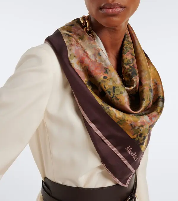 Max Mara Printed Silk Twill Scarf