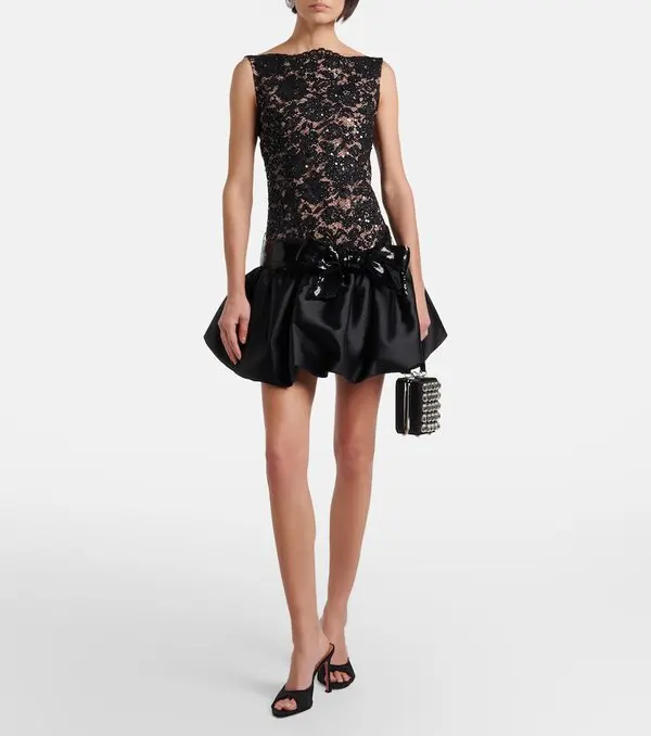 SELF-PORTRAIT Lace And Taffeta Minidress