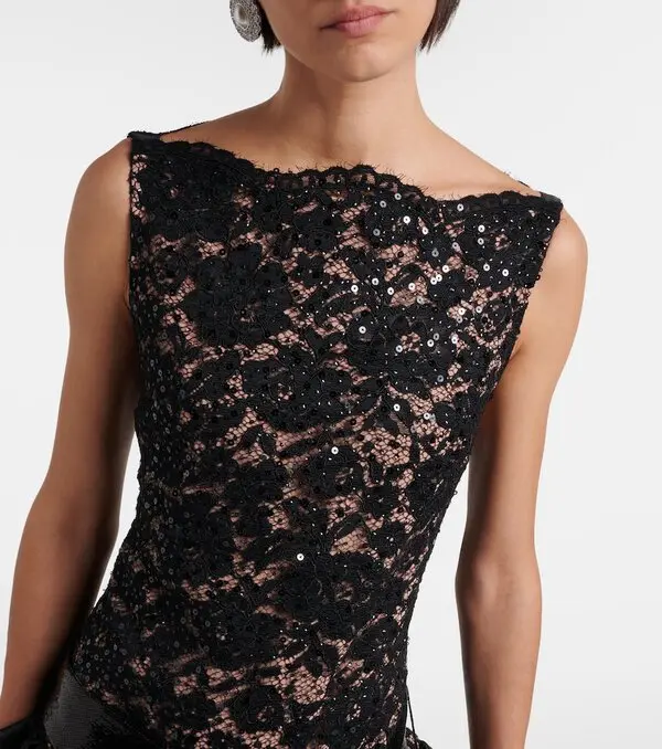 SELF-PORTRAIT Lace And Taffeta Minidress