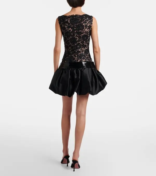 SELF-PORTRAIT Lace And Taffeta Minidress