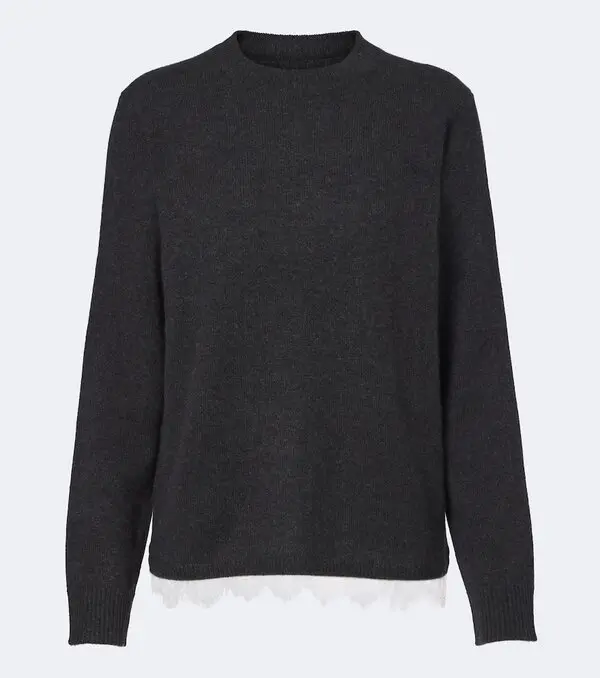 Loulou De Saison Arvo Lace-trimmed Cashmere Sweater - Black