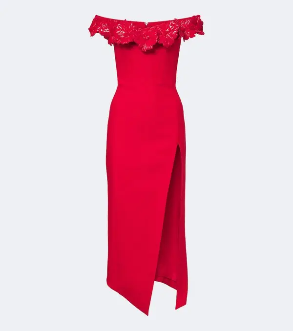 David Koma Off-shoulder Wool-blend Bustier Dress