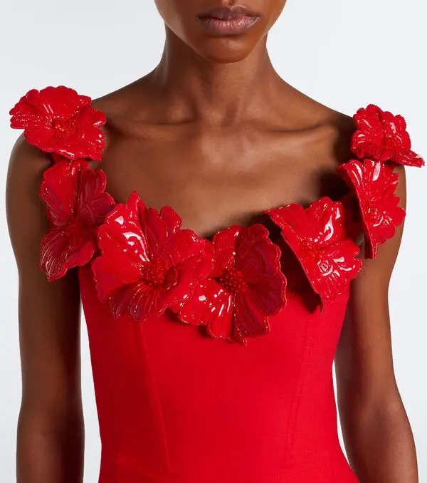 David Koma Off-shoulder Wool-blend Bustier Dress