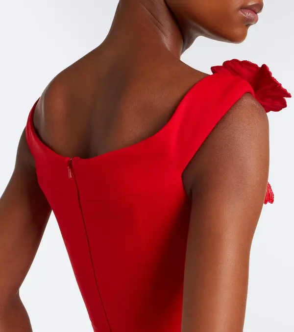 David Koma Off-shoulder Wool-blend Bustier Dress