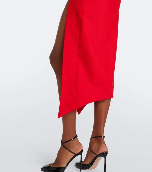 David Koma Off-shoulder Wool-blend Bustier Dress
