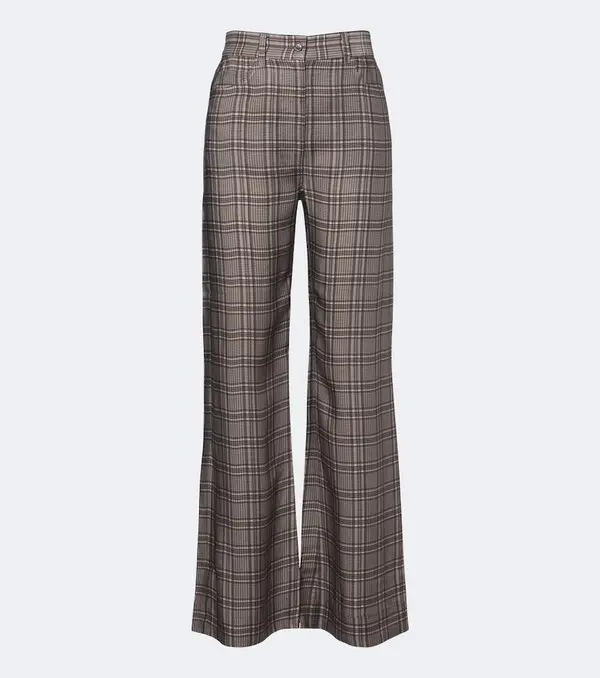 Acne Studios Checked Wide-leg Pants - Grey