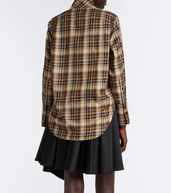 PATOU Bow-detail Checked Cotton Shirt
