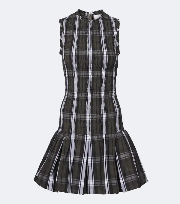 PATOU Checked Shirred Minidress