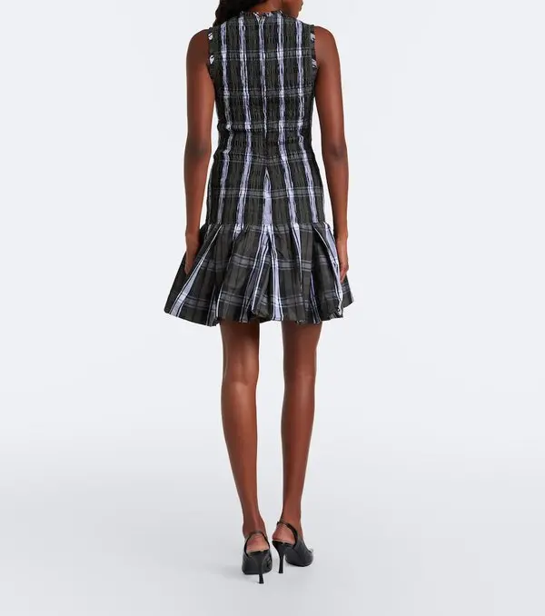 PATOU Checked Shirred Minidress