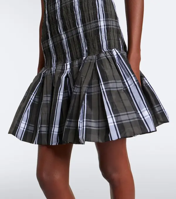 PATOU Checked Shirred Minidress
