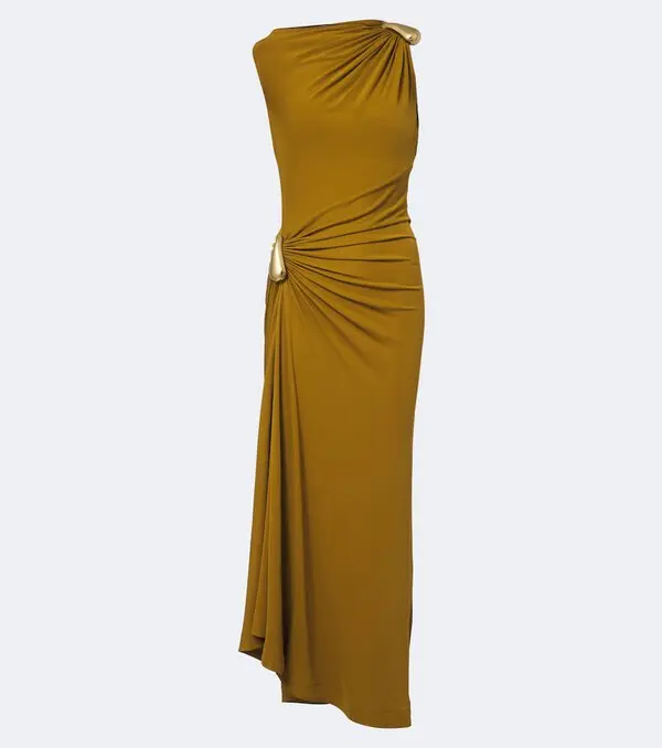 Bottega Veneta Gathered Jersey Maxi Dress - Green