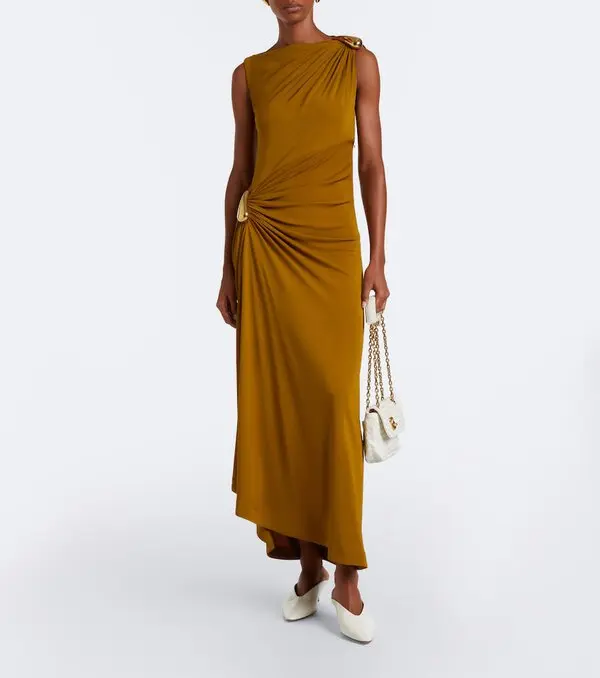 Bottega Veneta Gathered Jersey Maxi Dress - Green