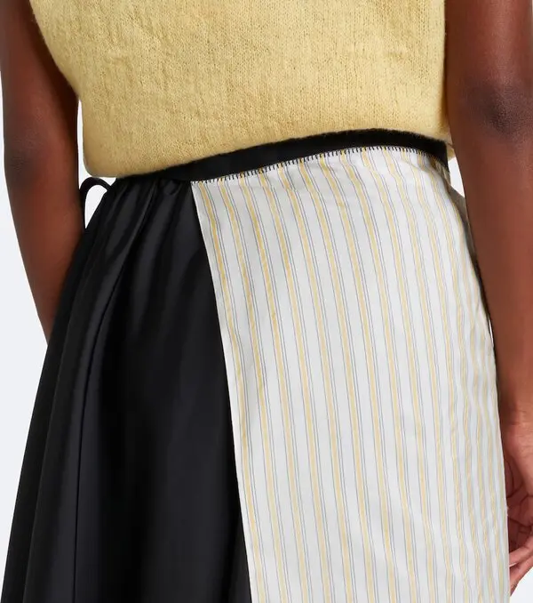 Prada Embroidered Striped Wrap Skirt