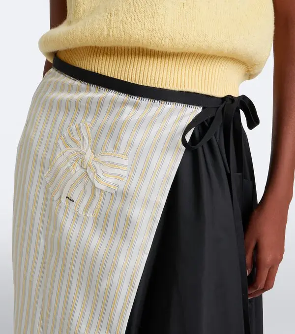 Prada Embroidered Striped Wrap Skirt