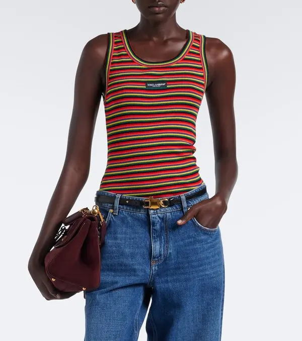 Dolce & Gabbana Knitted Striped Cotton Tank Top