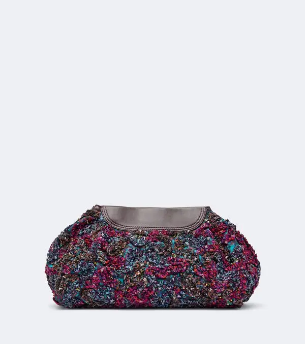 Dries Van Noten Small Embellished Leather-trimmed Clutch - Multicoloured