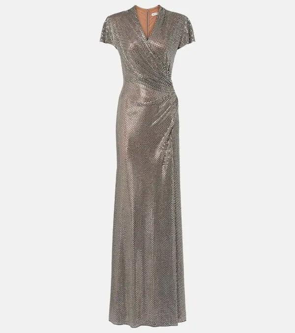 SELF-PORTRAIT Gathered Rhinestone-embellished Gown