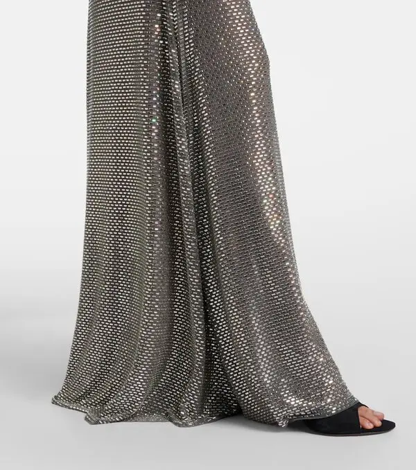 SELF-PORTRAIT Gathered Rhinestone-embellished Gown