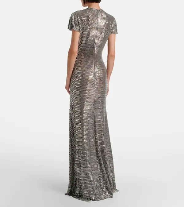 SELF-PORTRAIT Gathered Rhinestone-embellished Gown