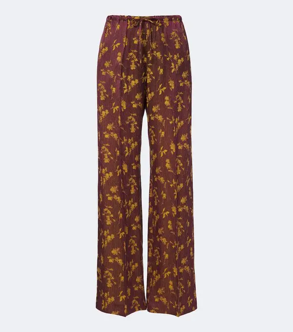 Dries Van Noten Floral Wide-leg Pants - Brown